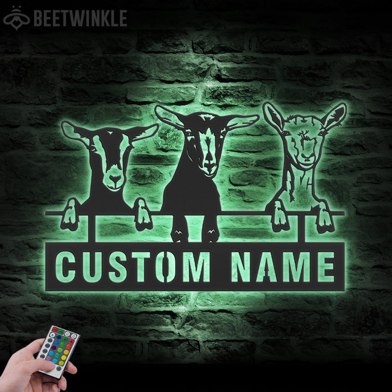 Custom Goat Farmhouse Metal Wall Art LED Light Personalized - Etsy