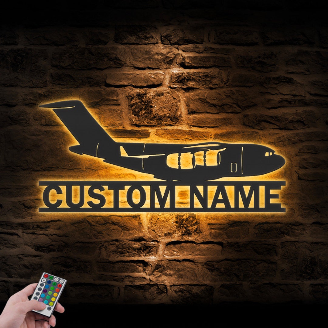 Custom Fighter Jet Metal Wall Art LED Light Personalized Marine Pilot ...