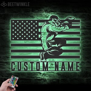 Custom US Paint Ball Fun Game Metal Wall Art With LED Light ...