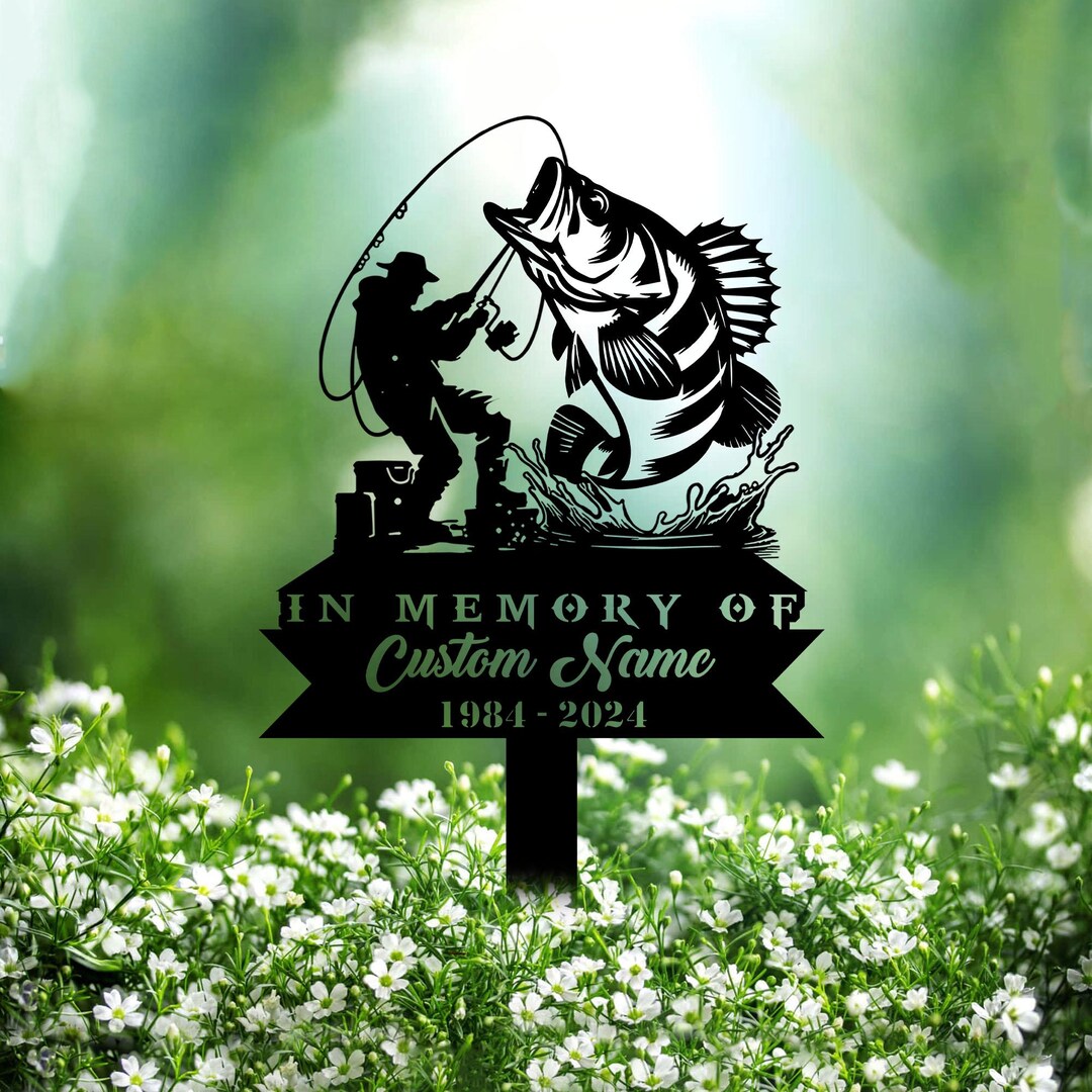 Custom Perch Fishing Metal Memorial Stake Personalized Fisherman ...