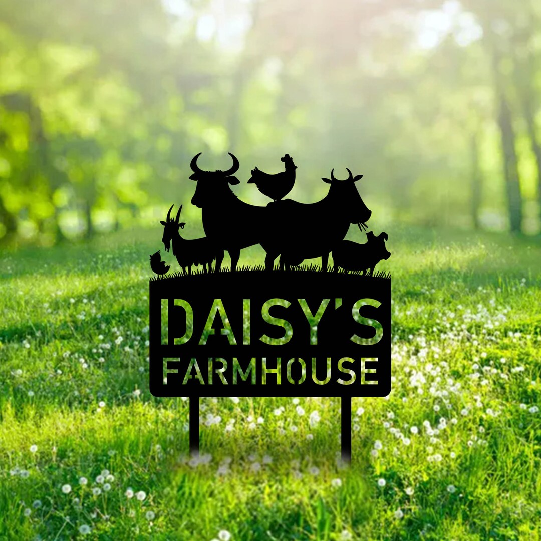 Custom Animals Farmhouse Garden Metal Sign Personalized Farm Yard Sign ...