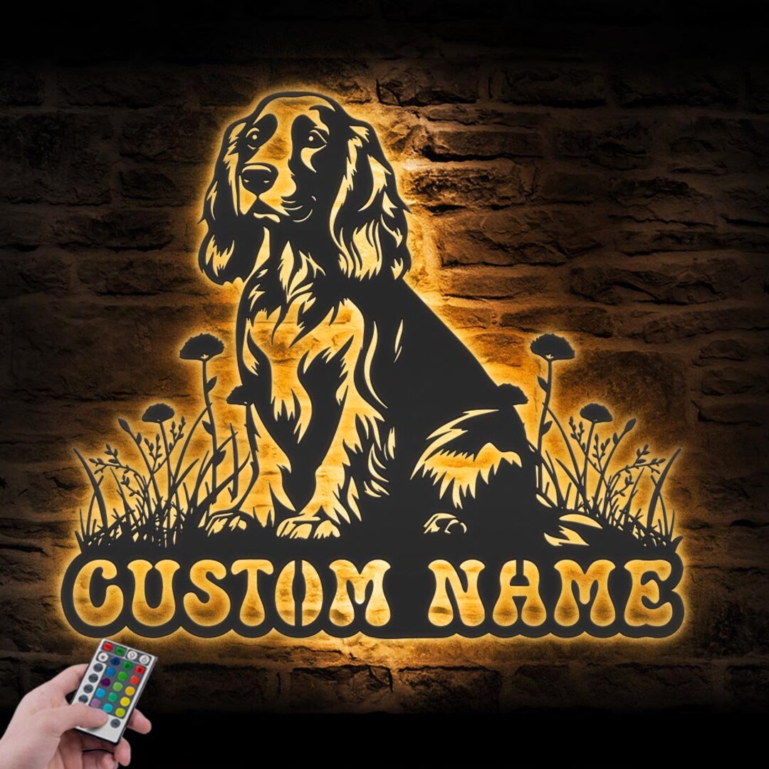 Custom Cocker Spaniel Metal Wall Art LED Light Personalized Dog Lover ...