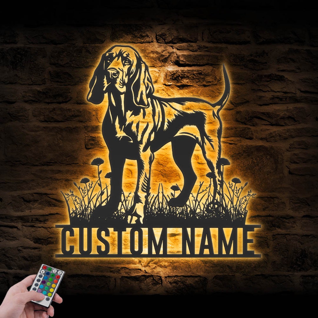 Custom Bloodhound Metal Wall Art LED Light Personalized Large Scent ...