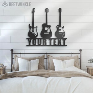 Custom Guitar Player Metal Wall Art LED Light Personalized Guitarist ...