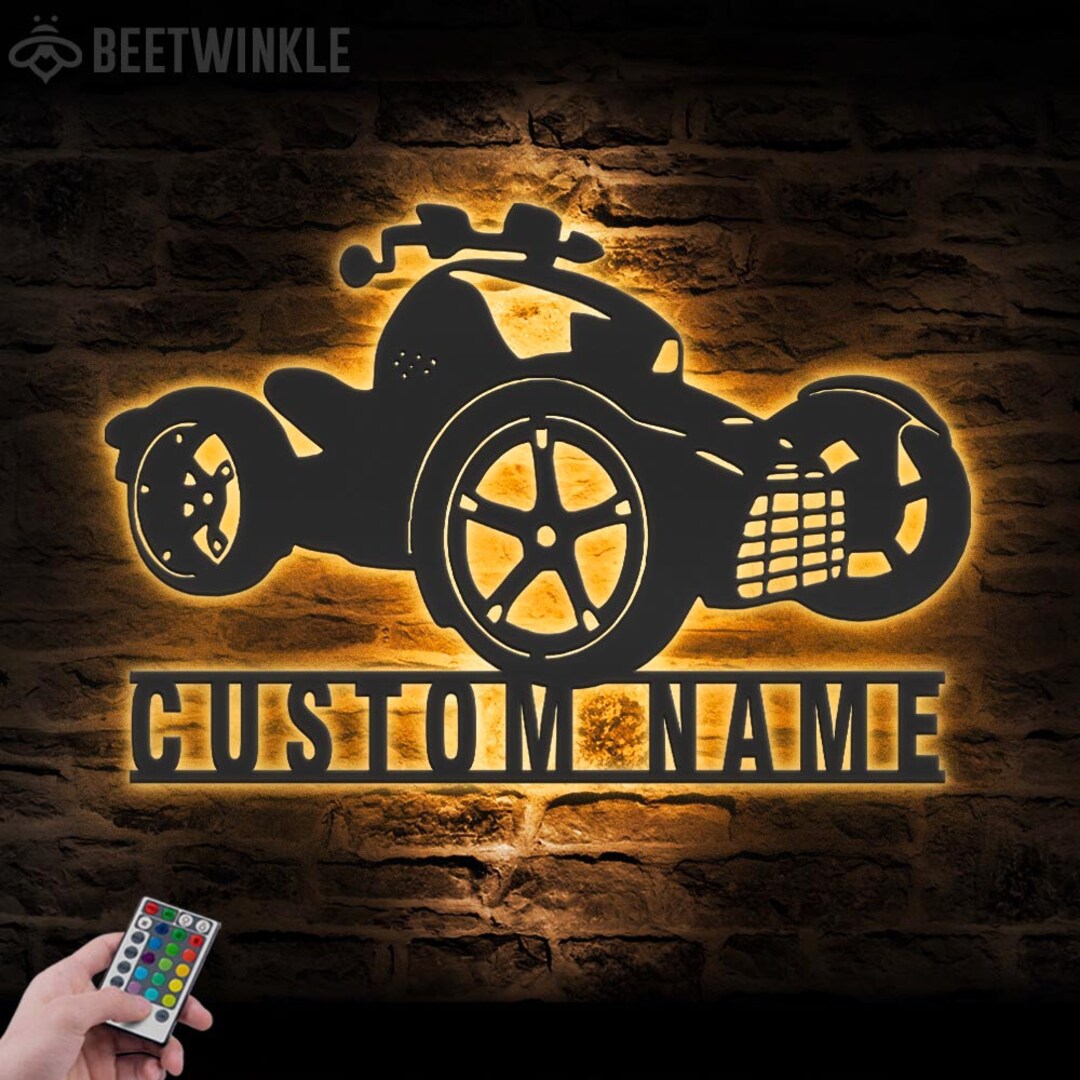 Custom Ryker Metal Wall Art LED Lights Personalized Dirt Bike Name Sign ...