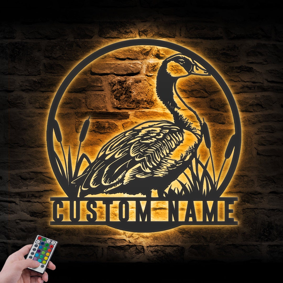 Custom Goose Farmhouse Metal Wall Art LED Light Personalized Goose ...