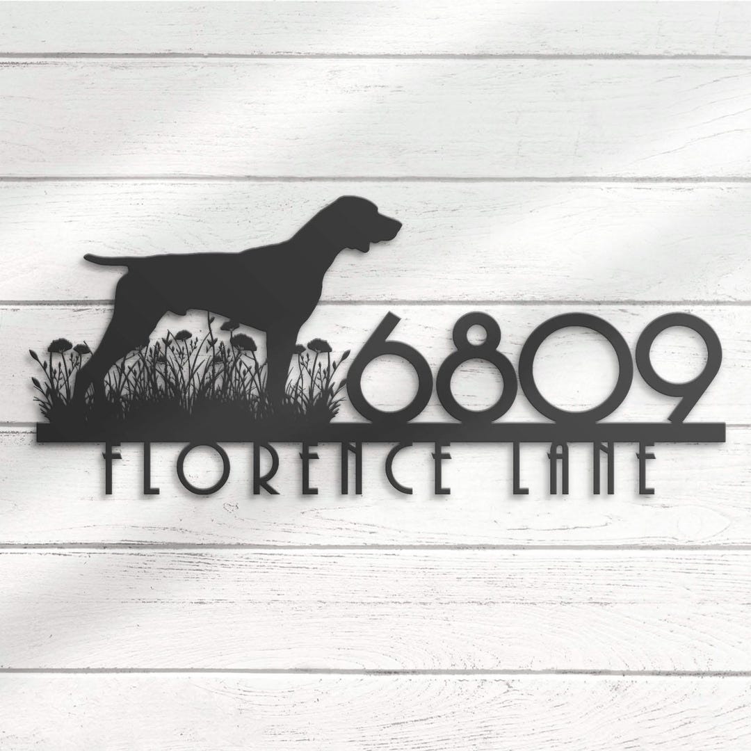 Custom German Shorthaired Pointer House Number Metal Address Sign ...