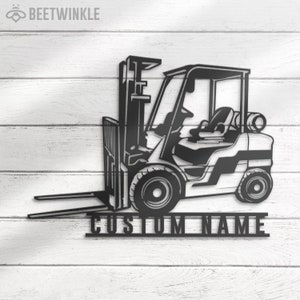 Custom Forklift Driver Metal Wall Art LED Light Personalized Fork Lift ...