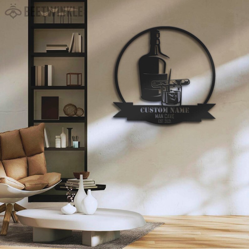 Custom Bourbon Cigar Metal Wall Art LED Light Personalized - Etsy