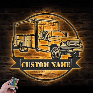 Custom Fast Food Truck Metal Wall Art LED Light Personalized Mobile ...