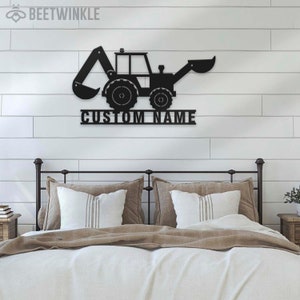 Custom Excavator Driver Metal Wall Art LED Light Personalized Excavator ...