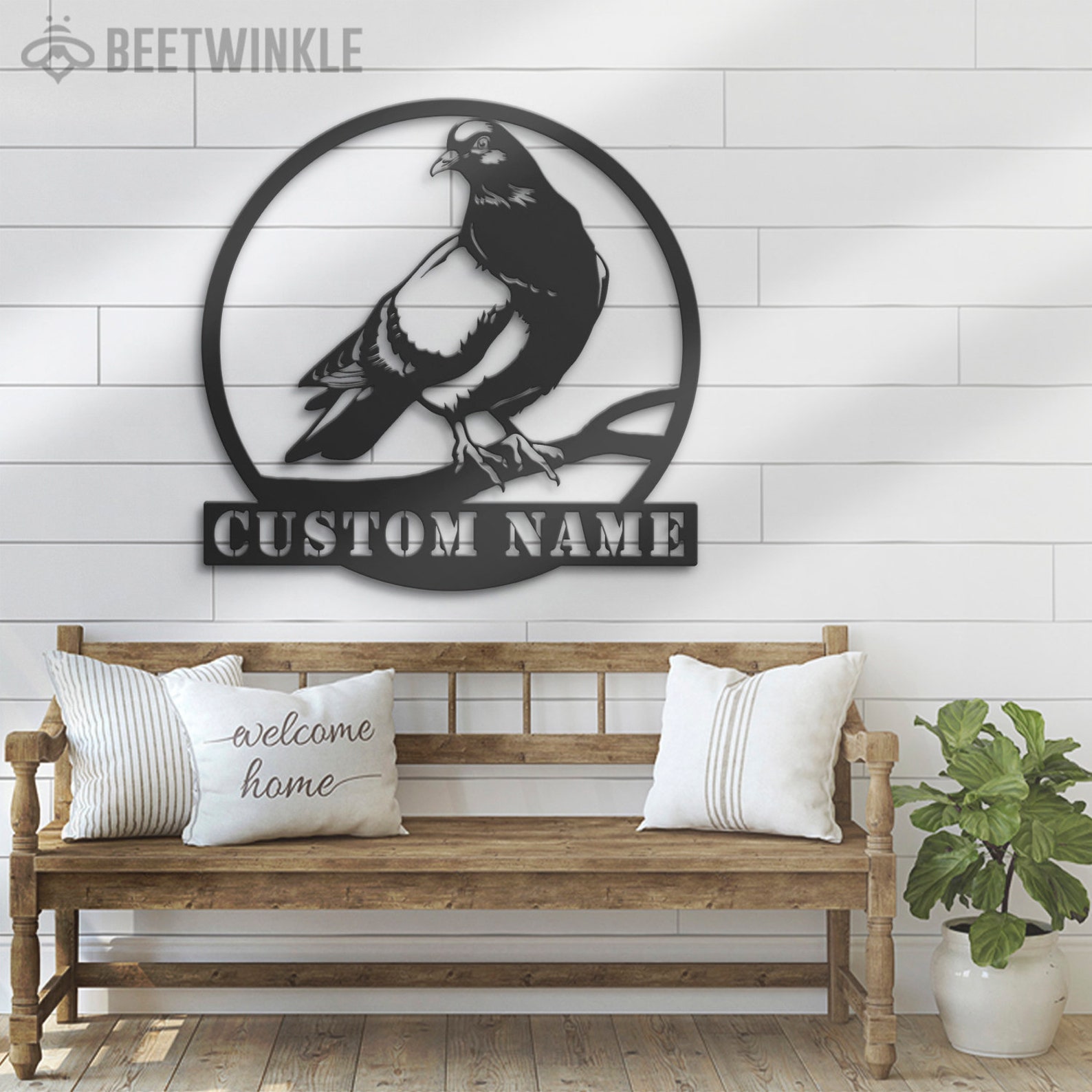 Custom Pigeon Peace Bird Metal Wall Art LED Light Personalized Dove Pet ...