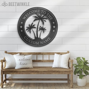 Custom Tropical Patio Backyard Sign Metal Wall Art Led Light ...