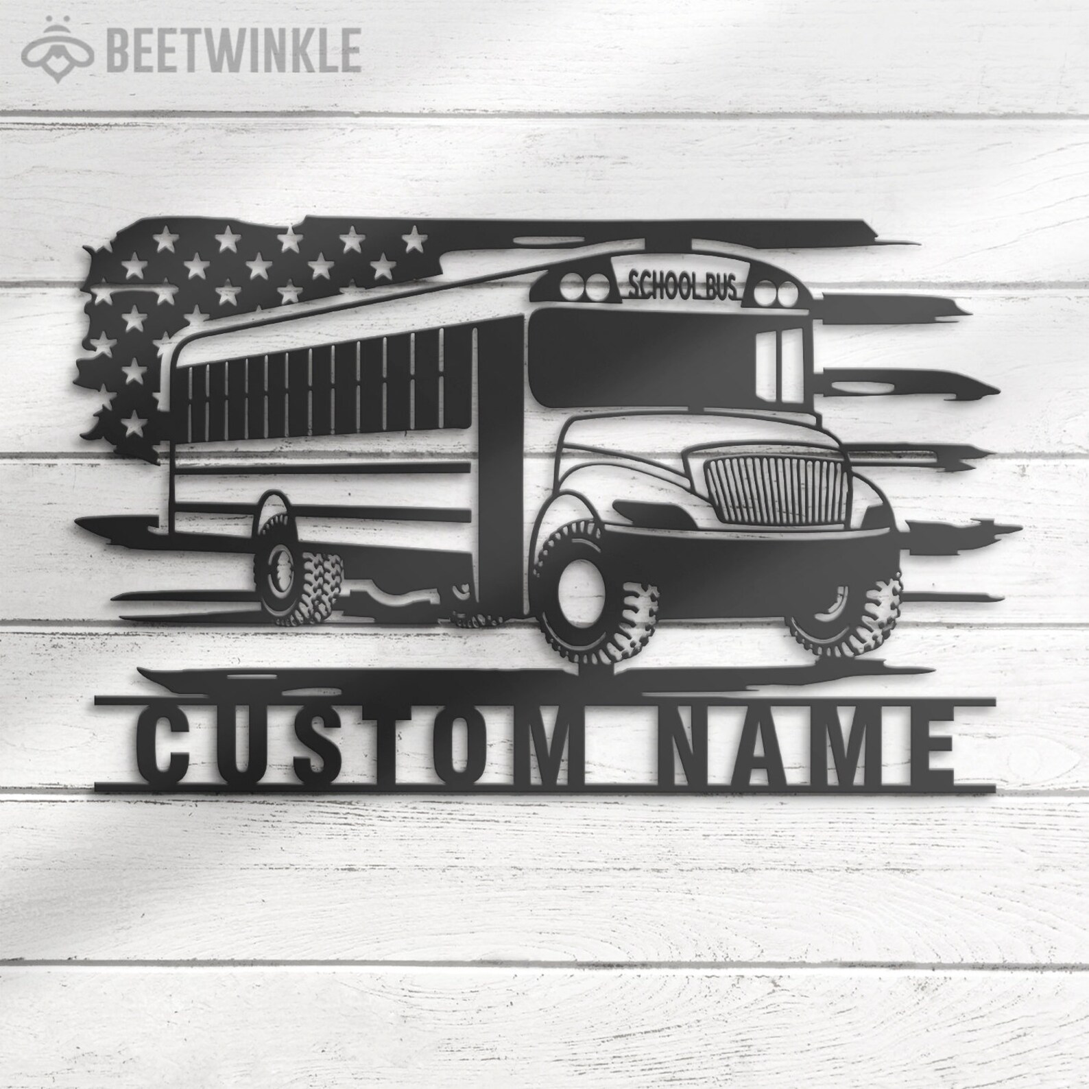 Custom US School Bus Metal Wall Art LED Light Personalized Bus - Etsy