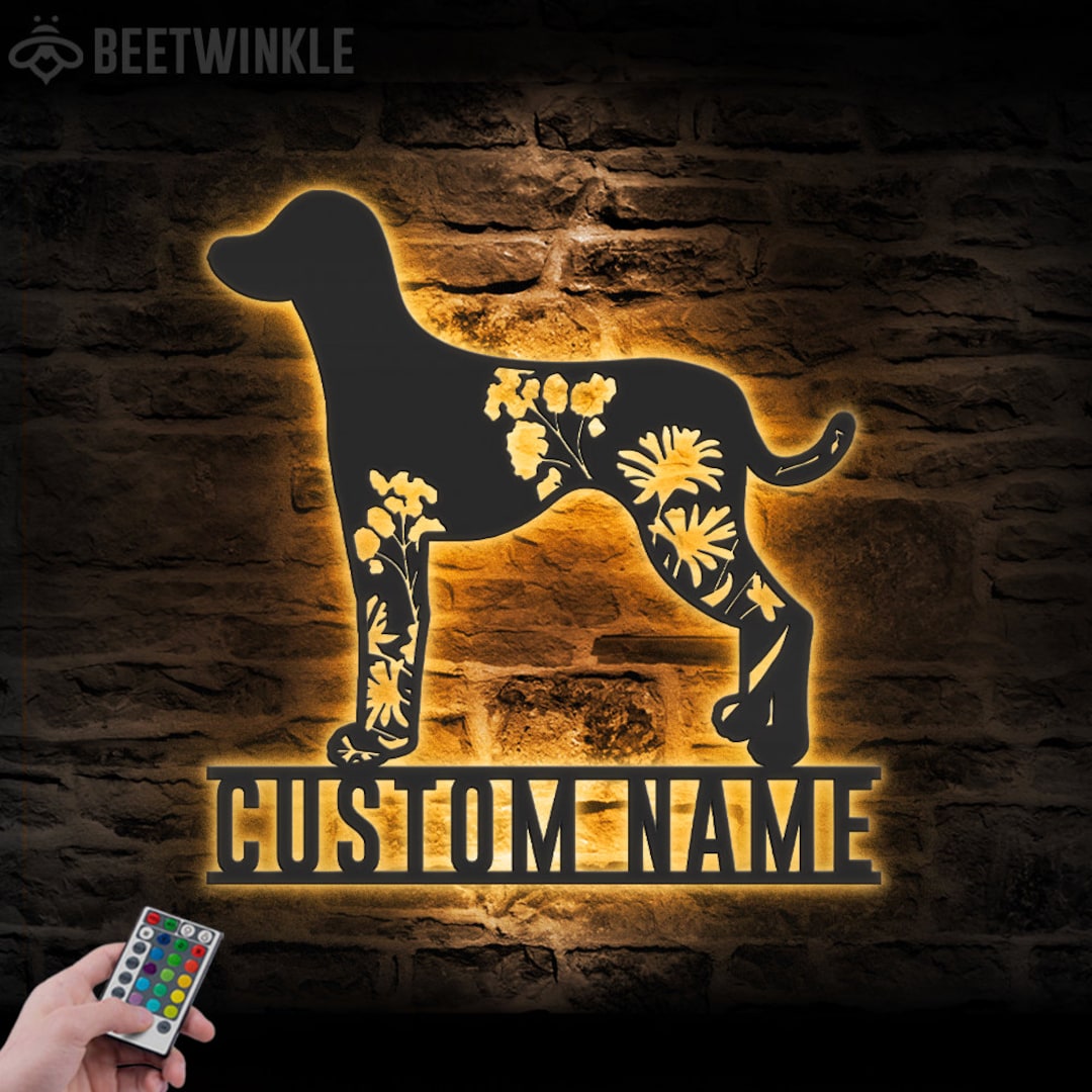 Custom Floral Dalmatians Metal Wall Art LED Light Personalized Wild ...