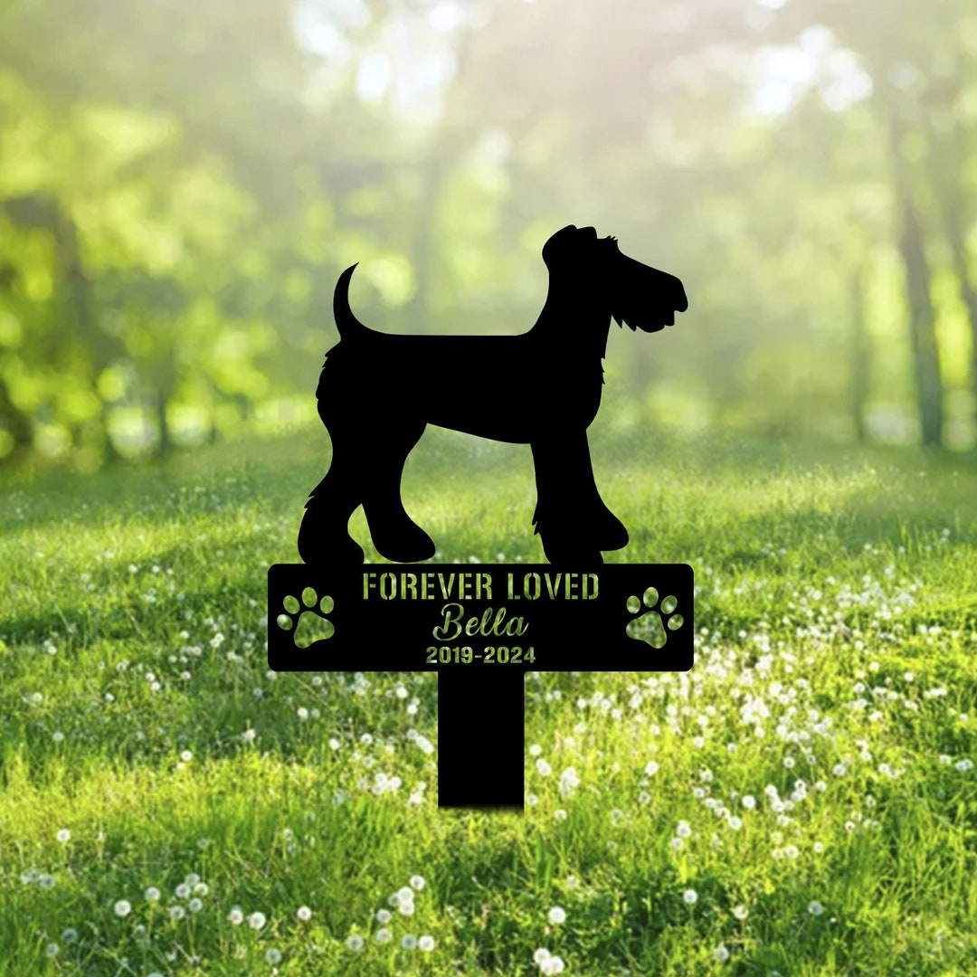 Custom Airedale Terrier Metal Memorial Garden Stake Personalized Pet ...