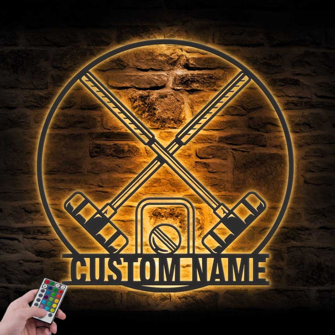 Custom Croquet Metal Wall Art LED Light Personalized Croquet Player ...