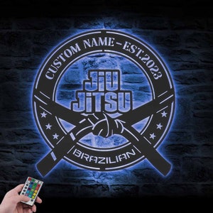 Custom Brazilian Jiu Jitsu Belt Metal Wall Art With LED Light ...