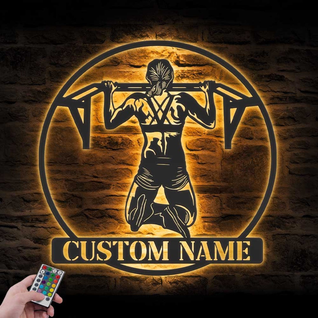 Custom Female Calisthenics Metal Wall Art LED Light Personalized Girl ...