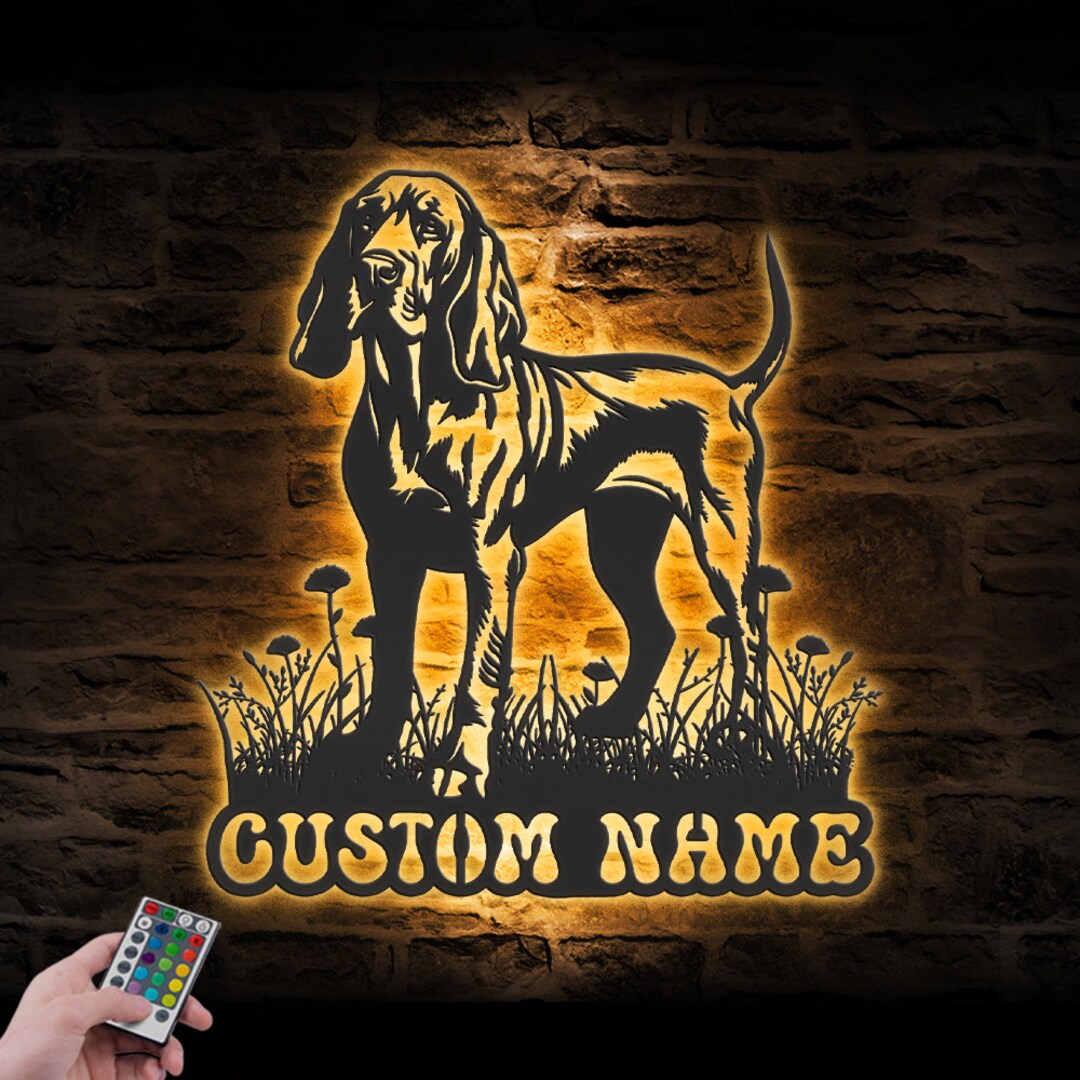 Custom Bloodhound Metal Wall Art LED Light Personalized Large Scent ...