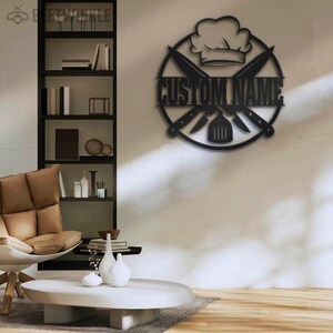 Custom Chef Logo Metal Wall Art LED Light Personalized Backyard Cooking ...