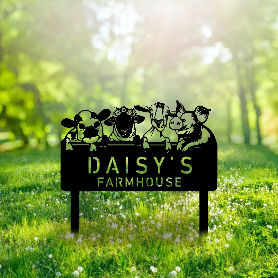 Custom Cow Sheep Goat Pig Farmhouse Garden Metal Sign Personalized ...