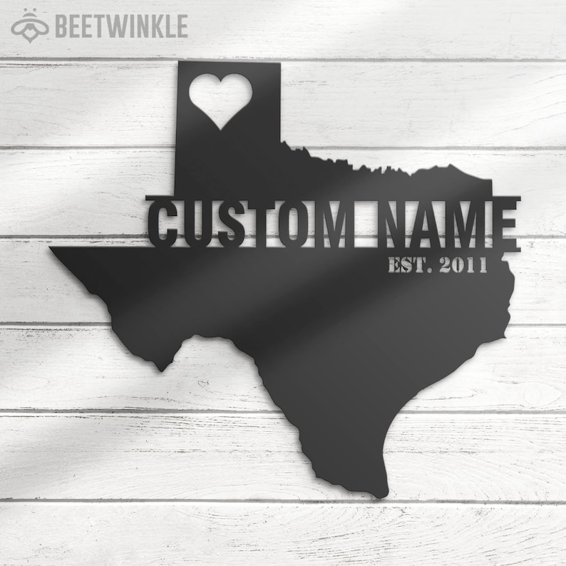 Custom Texas Map Metal Wall Art LED Light Personalized Texas State Name ...