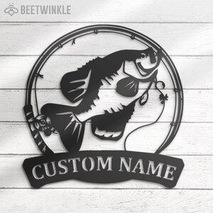 Custom Black Crappie Fishing Metal Wall Art LED Light Personalized ...