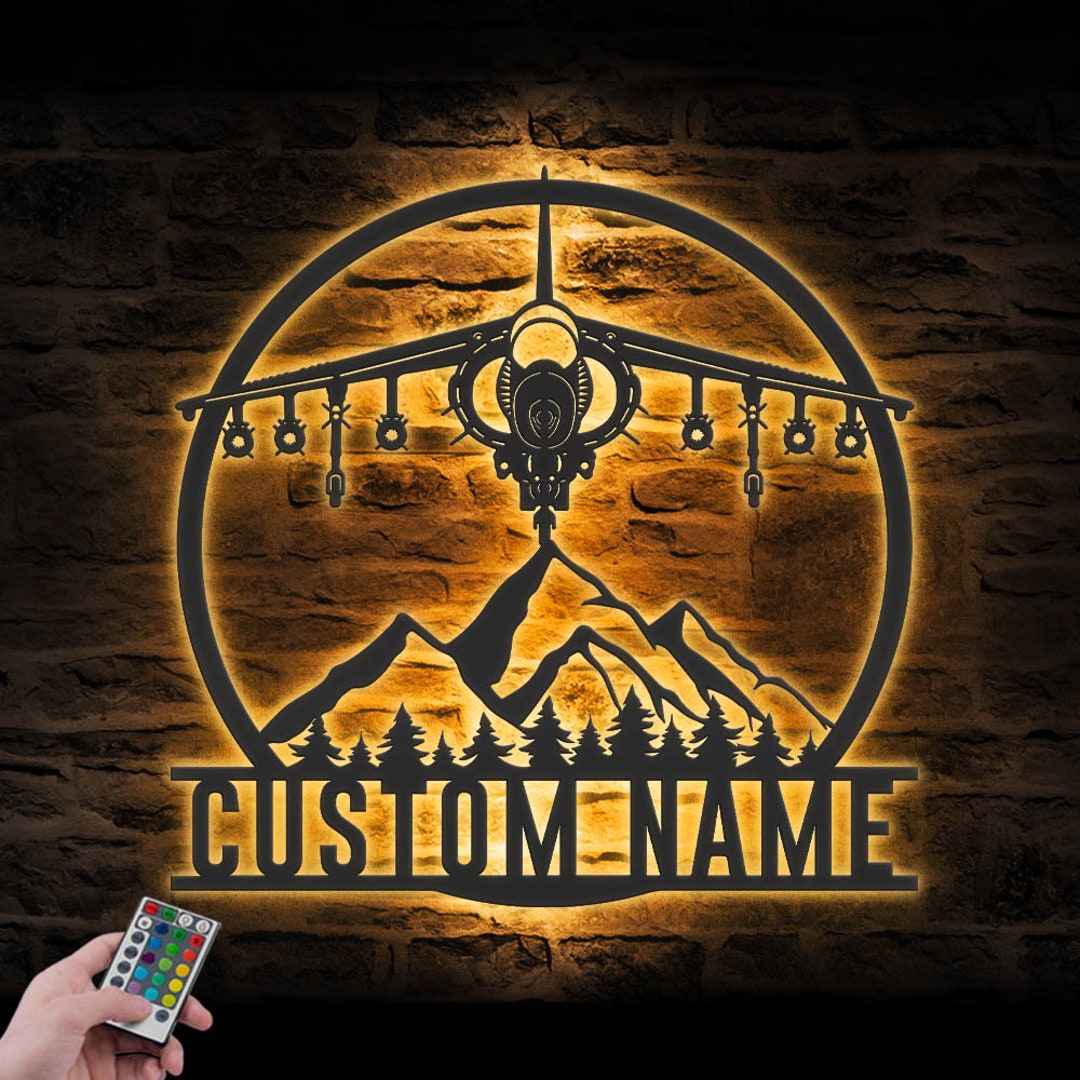 Custom Fighter Jet Pilot Metal Wall Art LED Light Personalized Aircraft ...