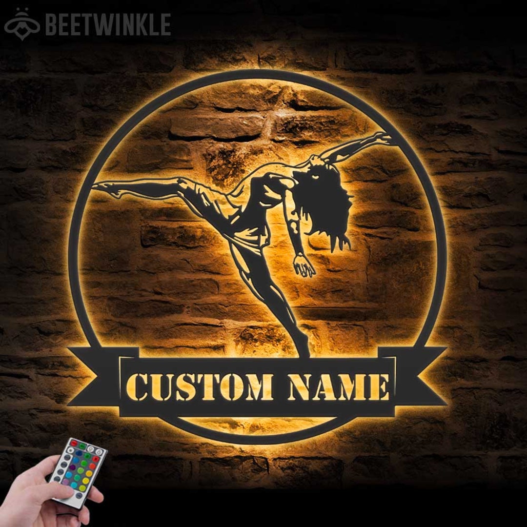 Custom Girl Barefoot Dancing Metal Wall Art LED Light Personalized ...