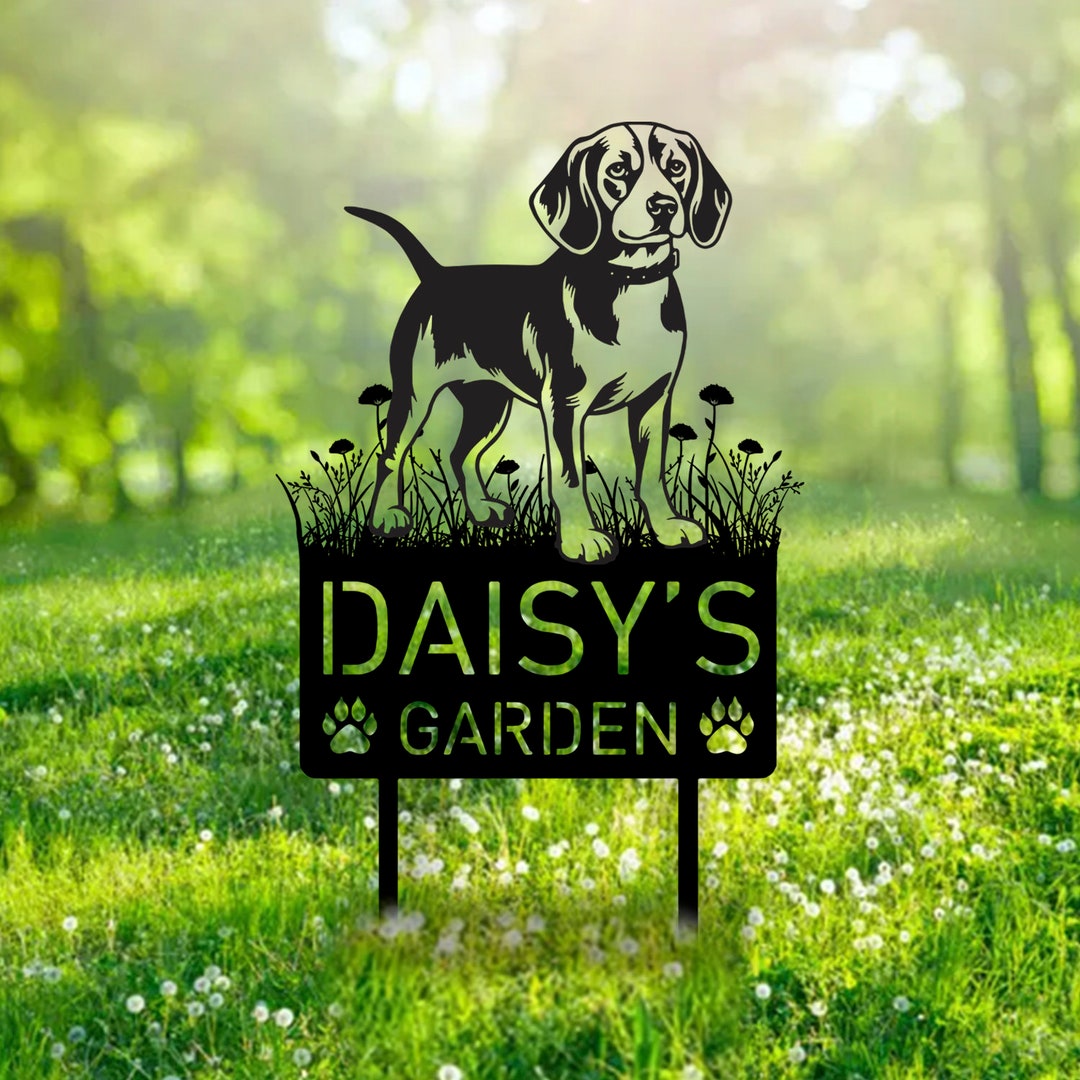 Custom Beagle Dog Metal Memorial Garden Stake Personalized Pet Grave ...