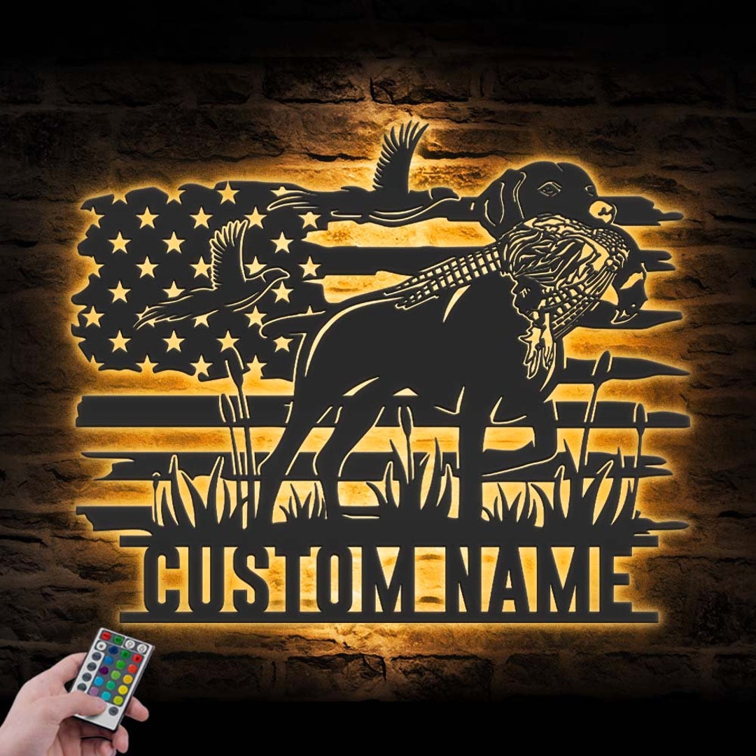 Custom Pheasant Vizsla Dog Hunting Metal Wall Art LED Light ...