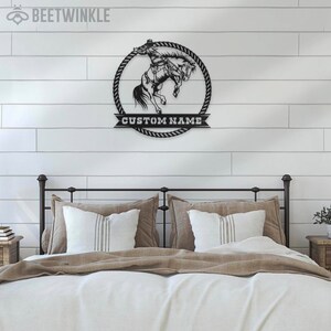 Custom Western Cowboy Roping Metal Wall Art LED Light Personalized Tie ...