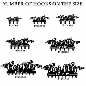 Custom Family Key Holder Metal Wall Art LED Light Personalized Last ...