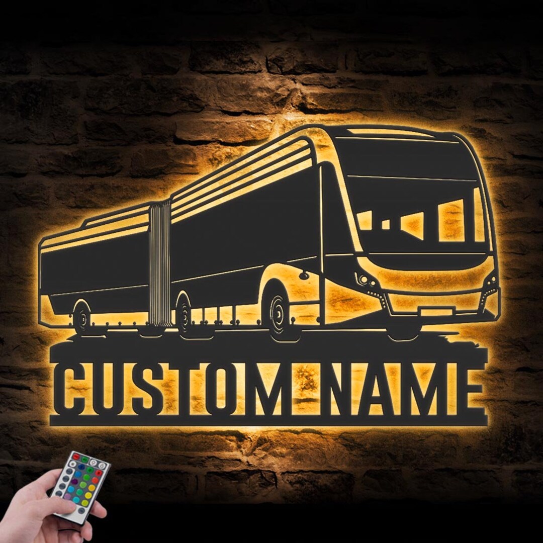 Custom Airport Bus Driver Metal Wall Art LED Light Personalized Air ...