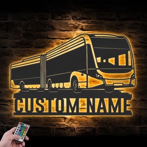 Custom Airport Bus Driver Metal Wall Art LED Light Personalized Air ...