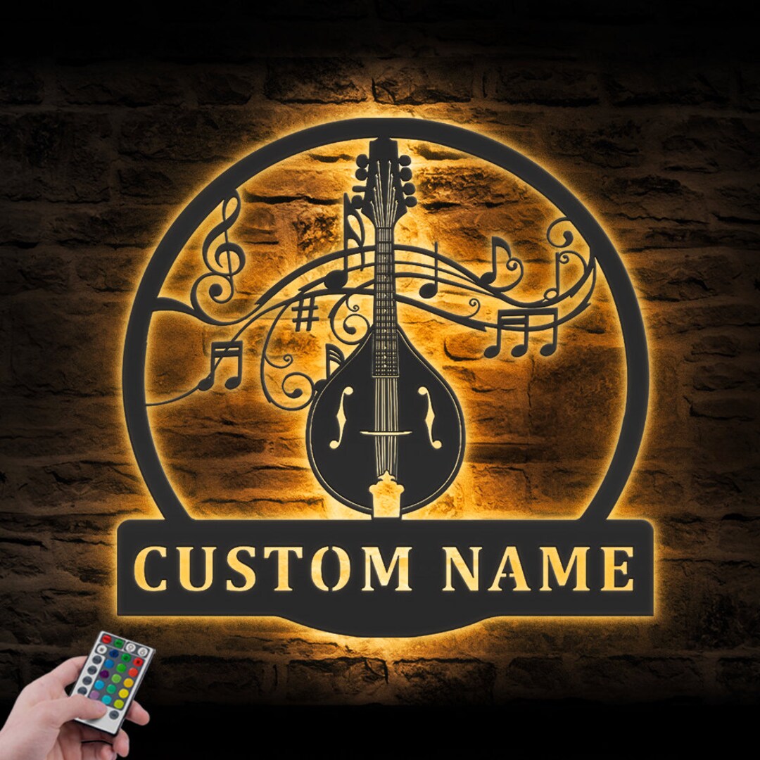 Custom Mandolin Musical Instrument Metal Wall Art LED Light ...