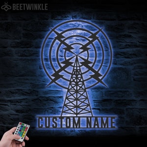Custom Ham Radio Metal Wall Art LED Light Personalized Amateur Radio ...