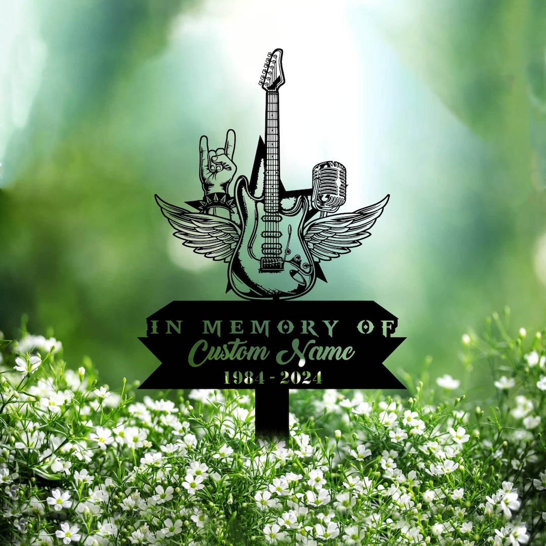Custom Rock and Roll Metal Memorial Stake Personalized Rock Singer ...