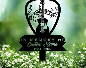 Custom Electric Guitar With Wings Metal Memorial Stake Personalized ...