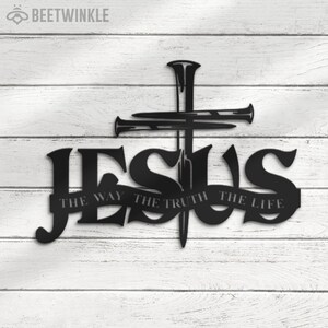 Jesus the Way the Truth the Life Metal Wall Art LED Light Christ Sign ...