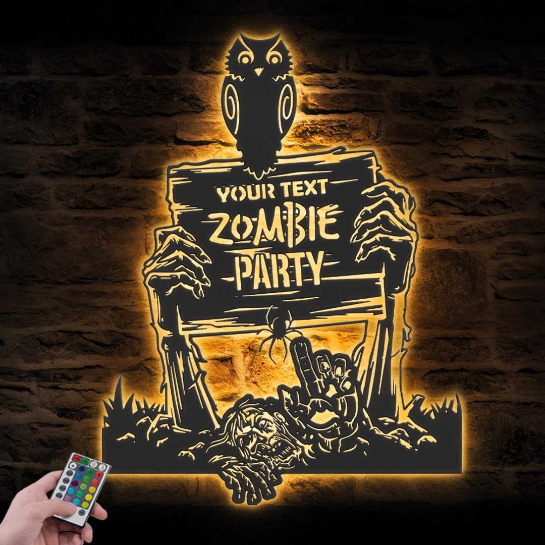 Custom Monster Zombie Party Metal Wall Art With LED Light Personalized ...