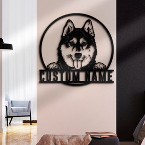 Custom Siberian Husky Metal Wall Art LED Light Personalized Dog Lover ...