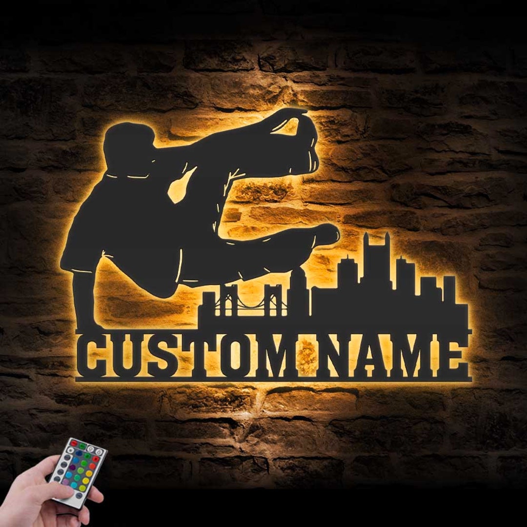 Custom Jump Parkour Pittsburgh Skyline Metal Wall Art LED Light ...