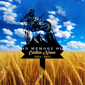 Custom Motocross Biker Metal Memorial Stake Personalized Dirt Bike ...