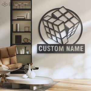 Custom Rubik's Cube Metal Wall Art LED Light Personalized Rubiks Cube ...