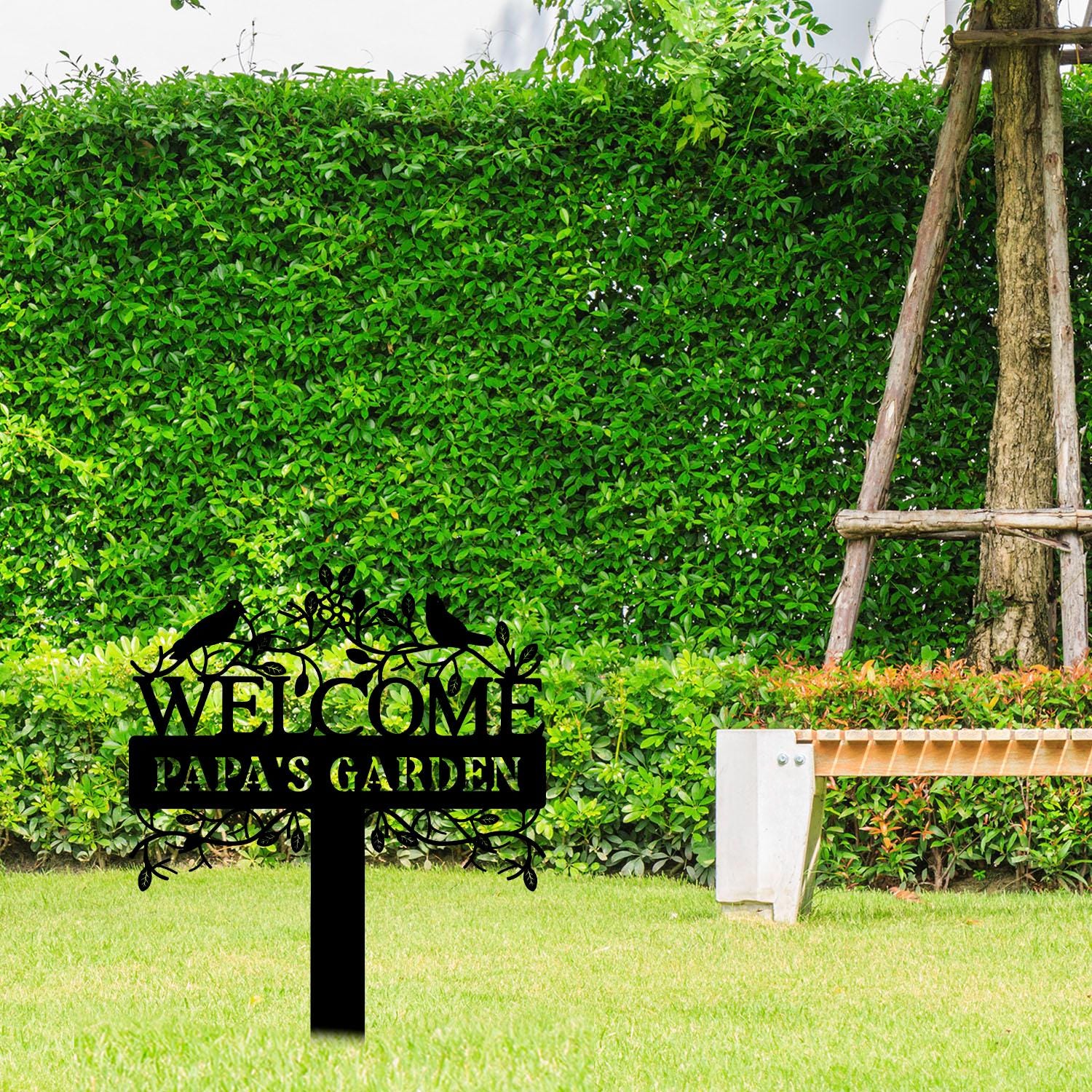 Custom Garden Name Metal Sign Personalized Bird With Flower Sign With ...