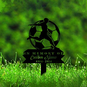 Custom Soccer Metal Memorial Stake Personalized Football Player Grave ...