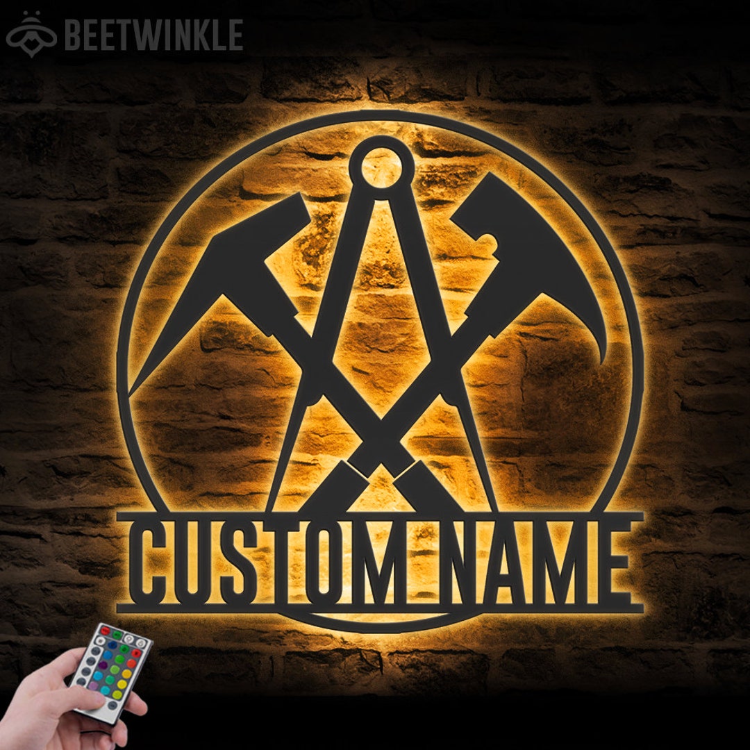 Custom Work Repairs Roofs Metal Wall Art LED Light Personalized Roofer ...