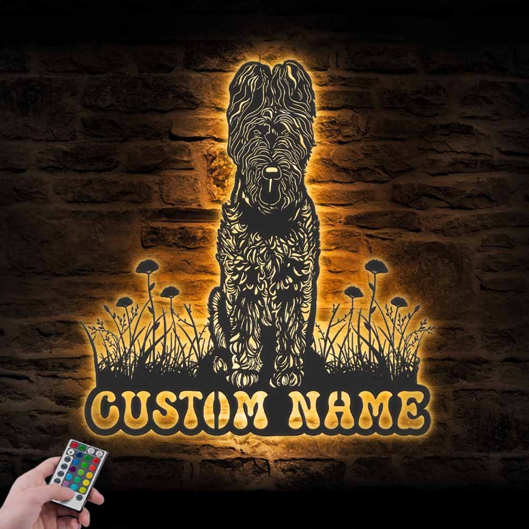 Custom Briard Metal Wall Art LED Light Personalized Berger De Brie Dog ...